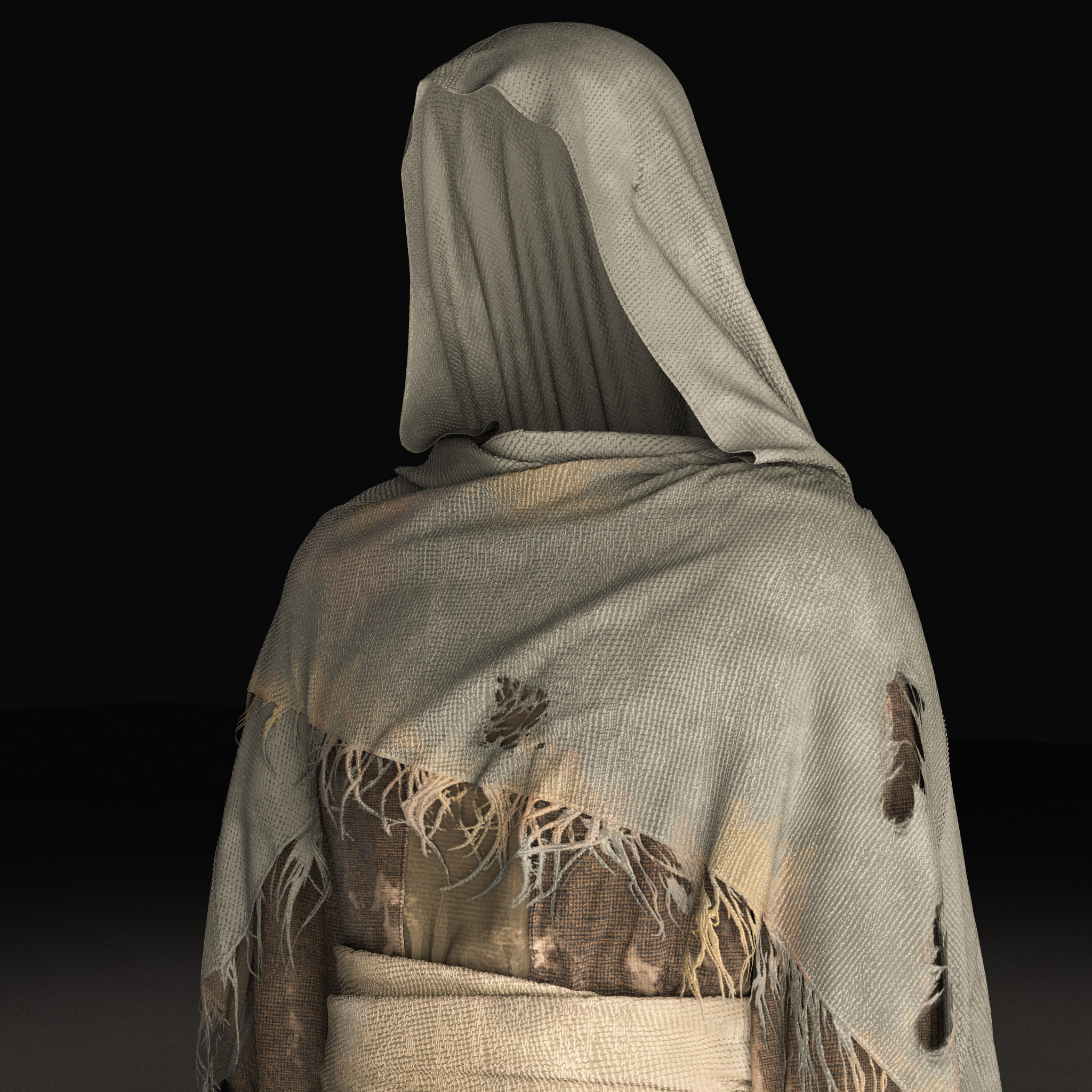 Medieval Hooded Robe Torn and Weathered 3D model | CGTrader