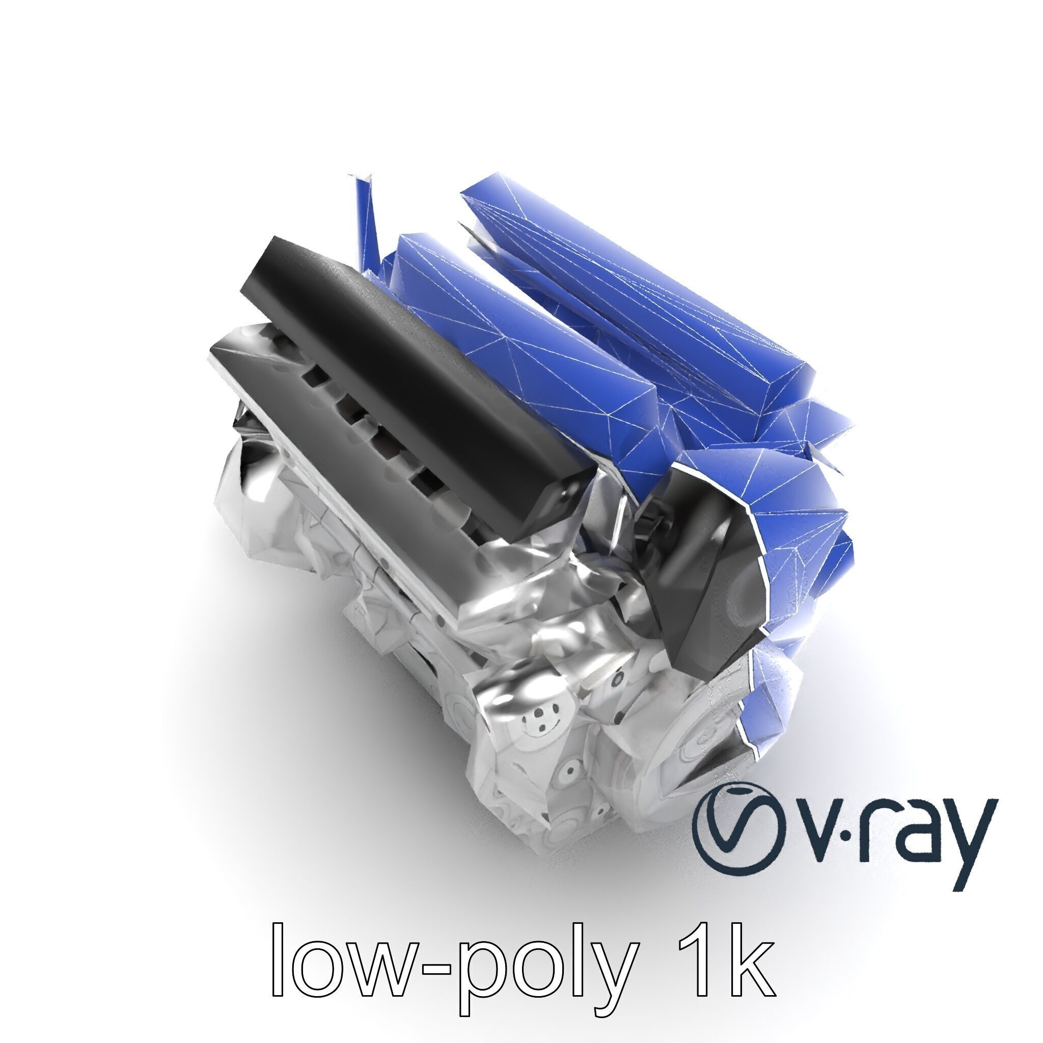 3D model V8 Engine OHV Pushrod Architecture Model Pack VR / AR / low ...