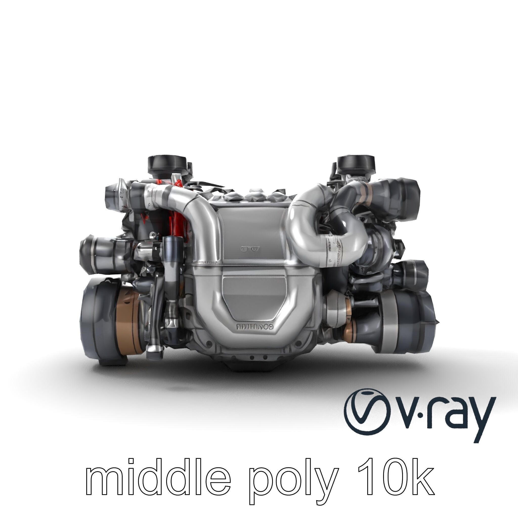 3D model Twin-Turbo V8 Engine model pack with precision-machined ...