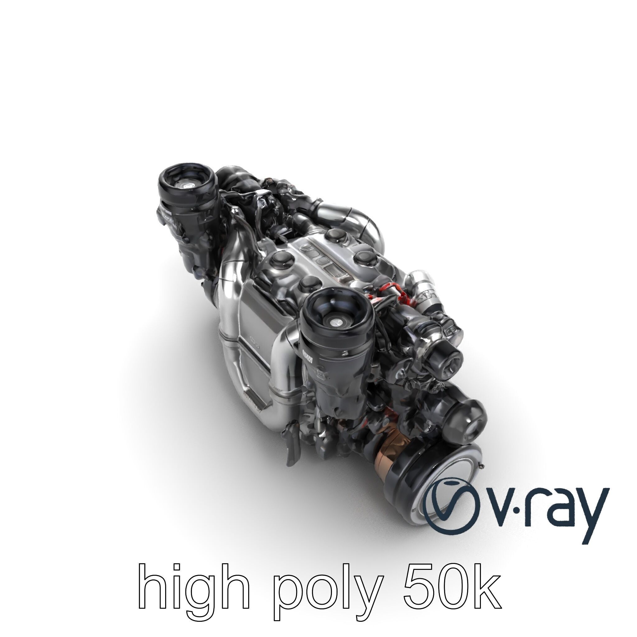 3D model Twin-Turbo V8 Engine model pack with precision-machined ...