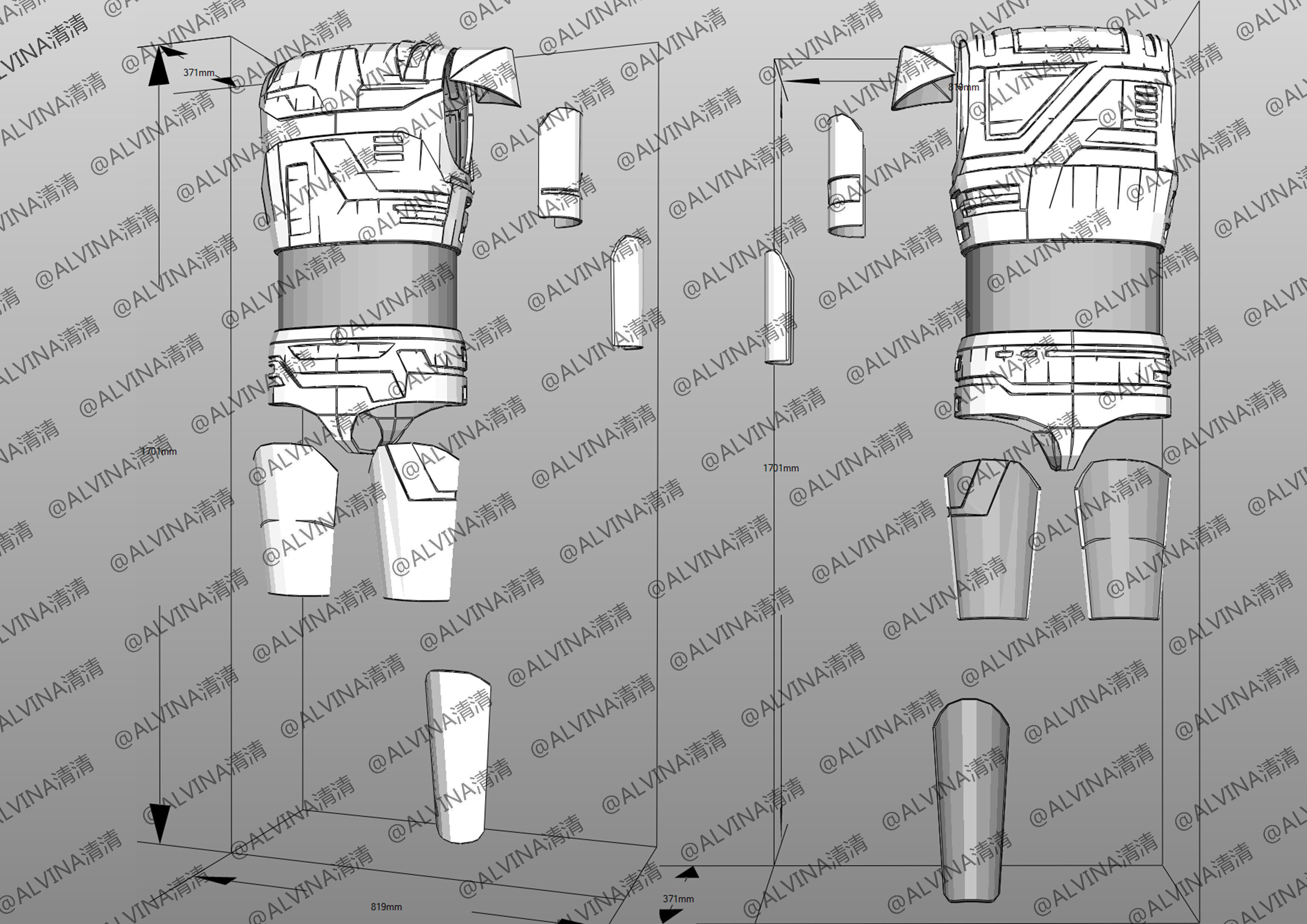 3D model Metal Hero Gavan Armor - DIY Cosplay Pepakura Foam Template VR ...