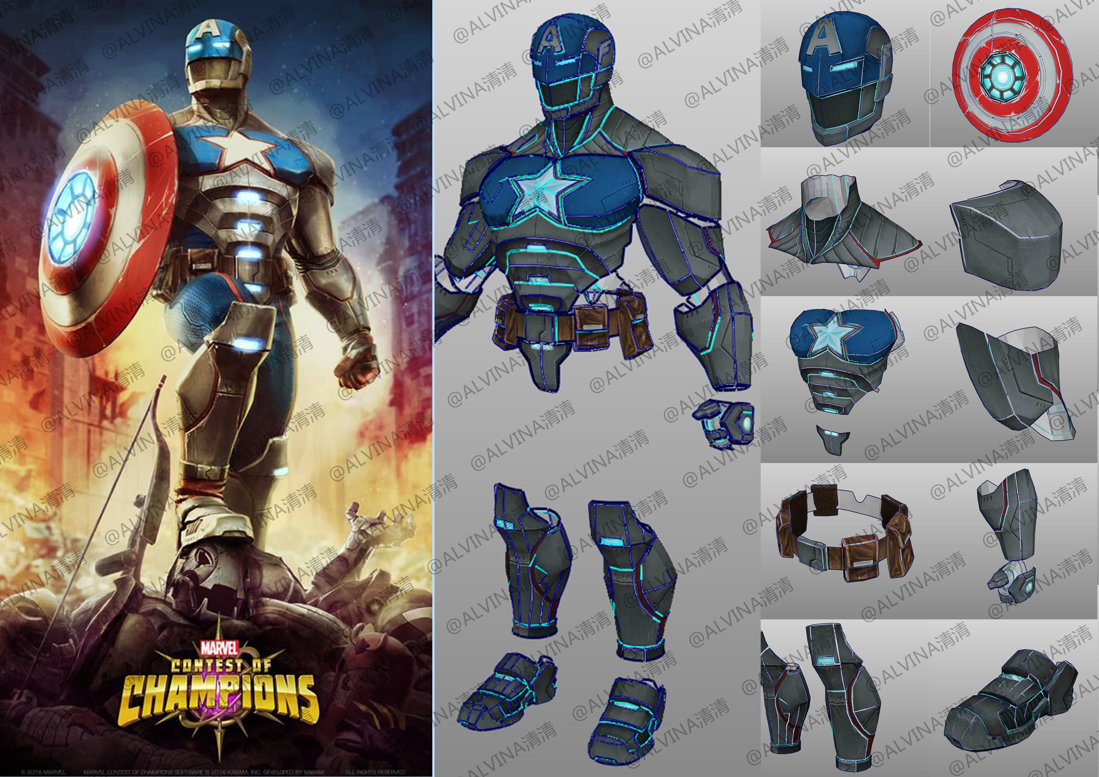 3D model Captain America Armor - DIY Cosplay Pepakura Foam Template VR ...