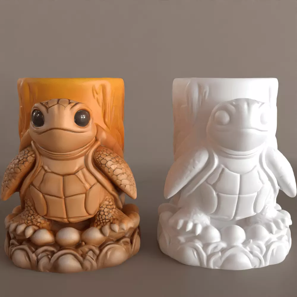 Cute Turtle Pot 3D STL File for Planter Urn Candle Holder 3D model 3D ...