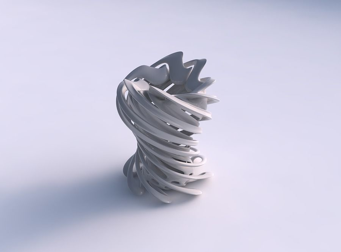 Vase double twisted funnel shape with collapsed top twisted a... 3D ...