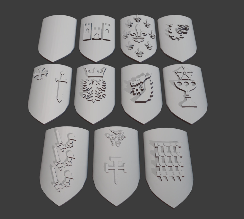 Sword and Heraldic Shield selection STL Files 3D model 3D printable ...