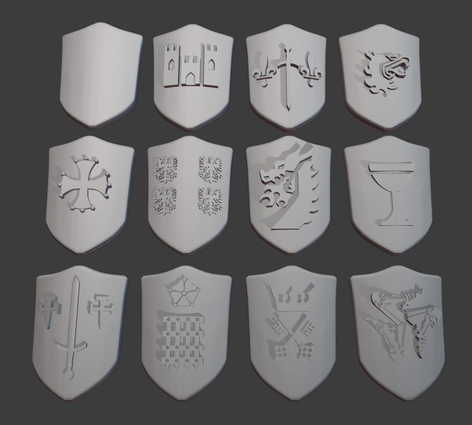 Sword and Heraldic Shield selection STL Files 3D model 3D printable ...