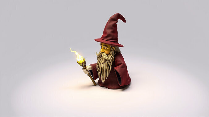 3D model Wizard Character with Magic Staff model pack VR / AR / low ...