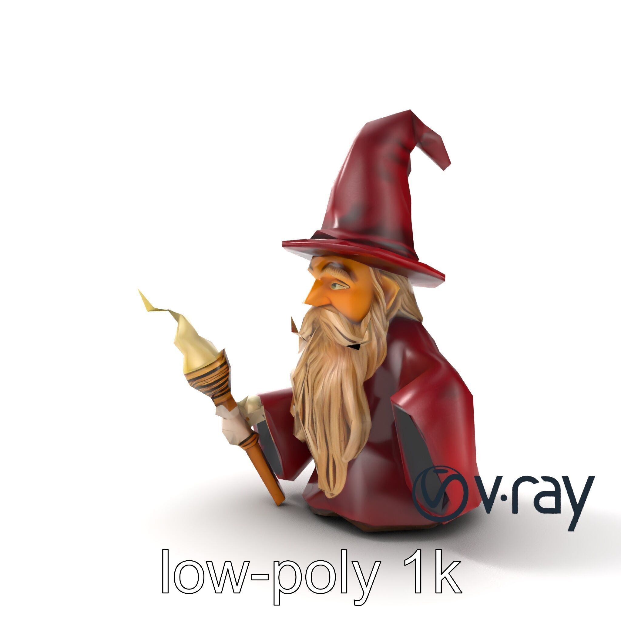 3D model Wizard Character with Magic Staff model pack VR / AR / low ...