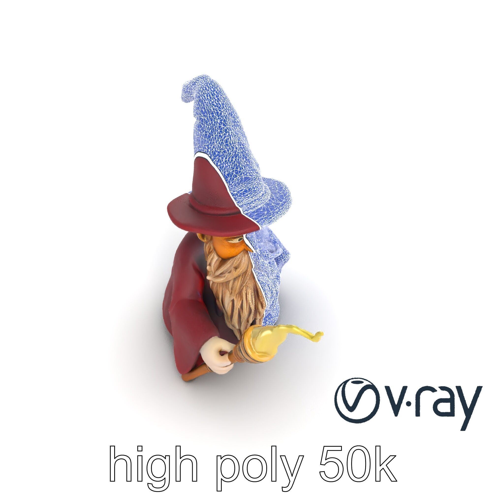 3D model Wizard Character with Magic Staff model pack VR / AR / low ...