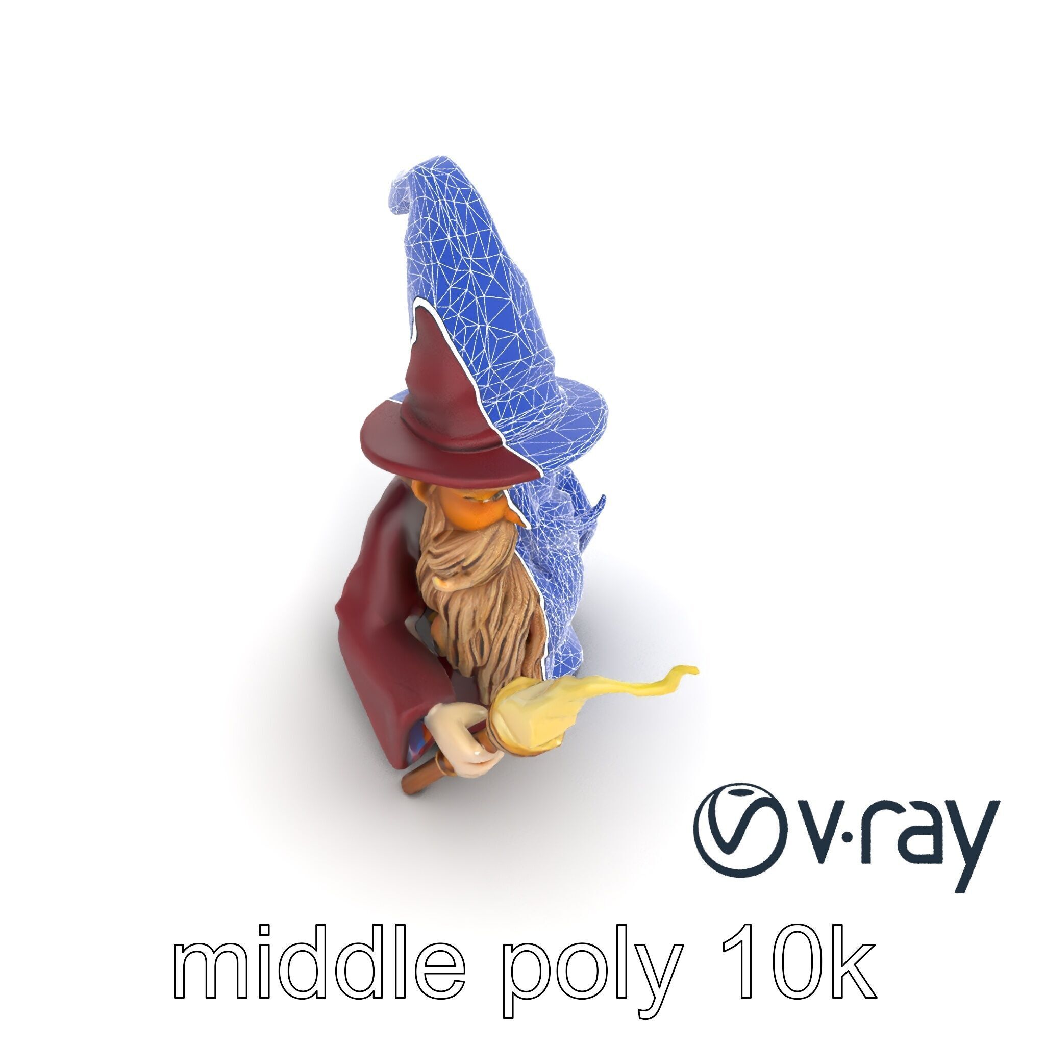 3D model Wizard Character with Magic Staff model pack VR / AR / low ...