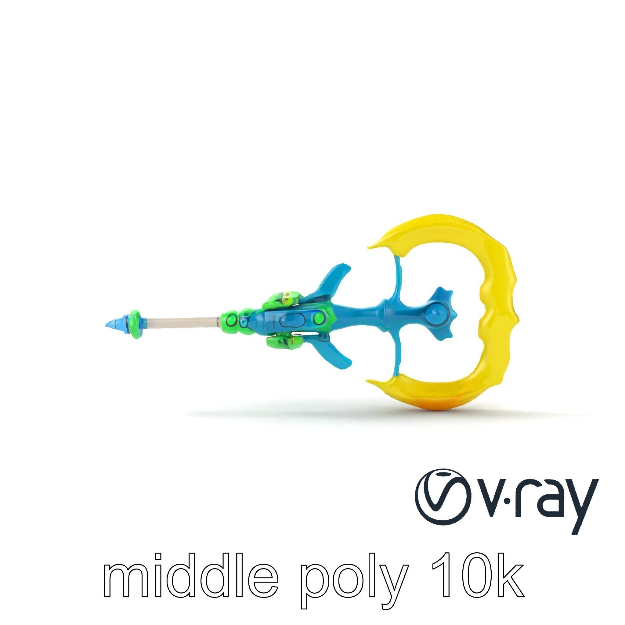 3D model Futuristic Trident Halberd Bright Model Pack VR / AR / low ...