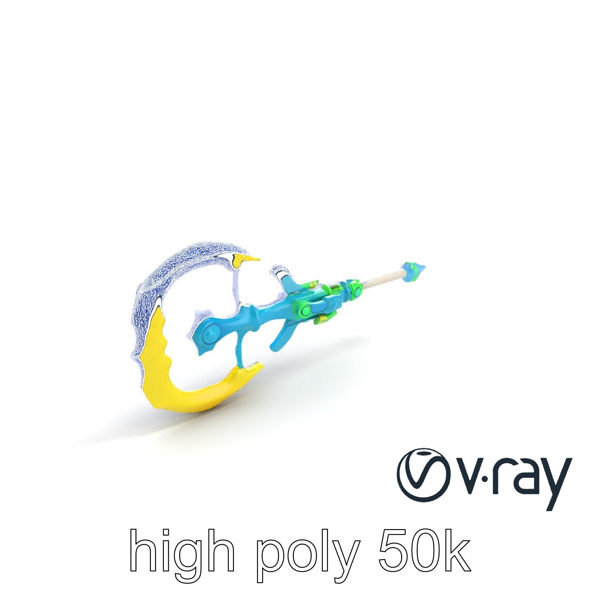 3D model Futuristic Trident Halberd Bright Model Pack VR / AR / low ...