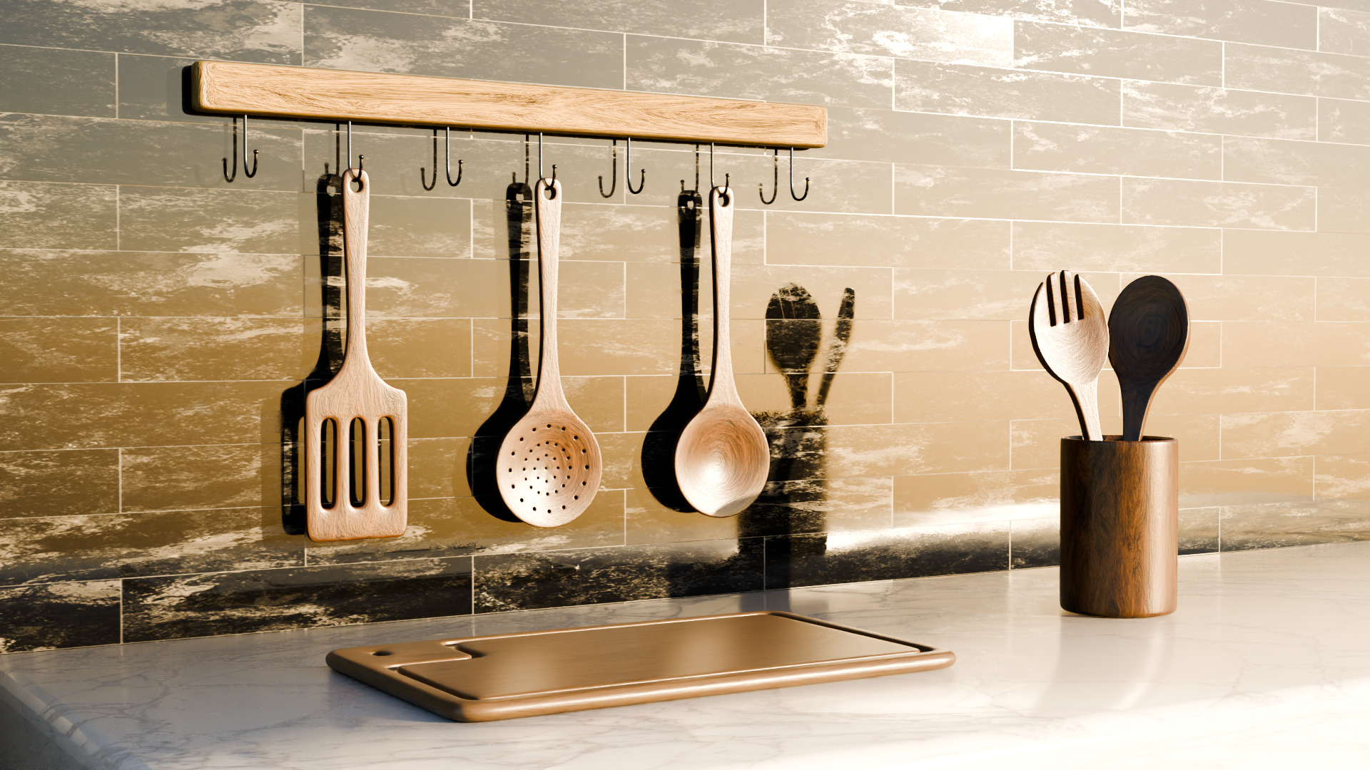 Kitchen wooden utensils free VR / AR / low-poly 3D model | CGTrader