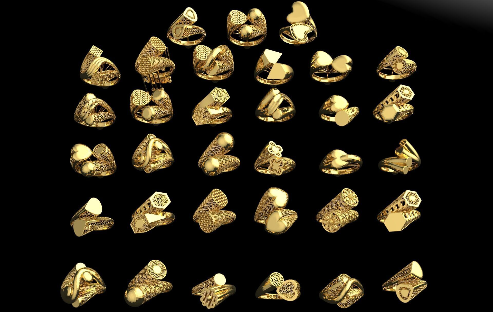 32 New Rings Hight quality light weight 2g 3g ring jewellery 3D model ...