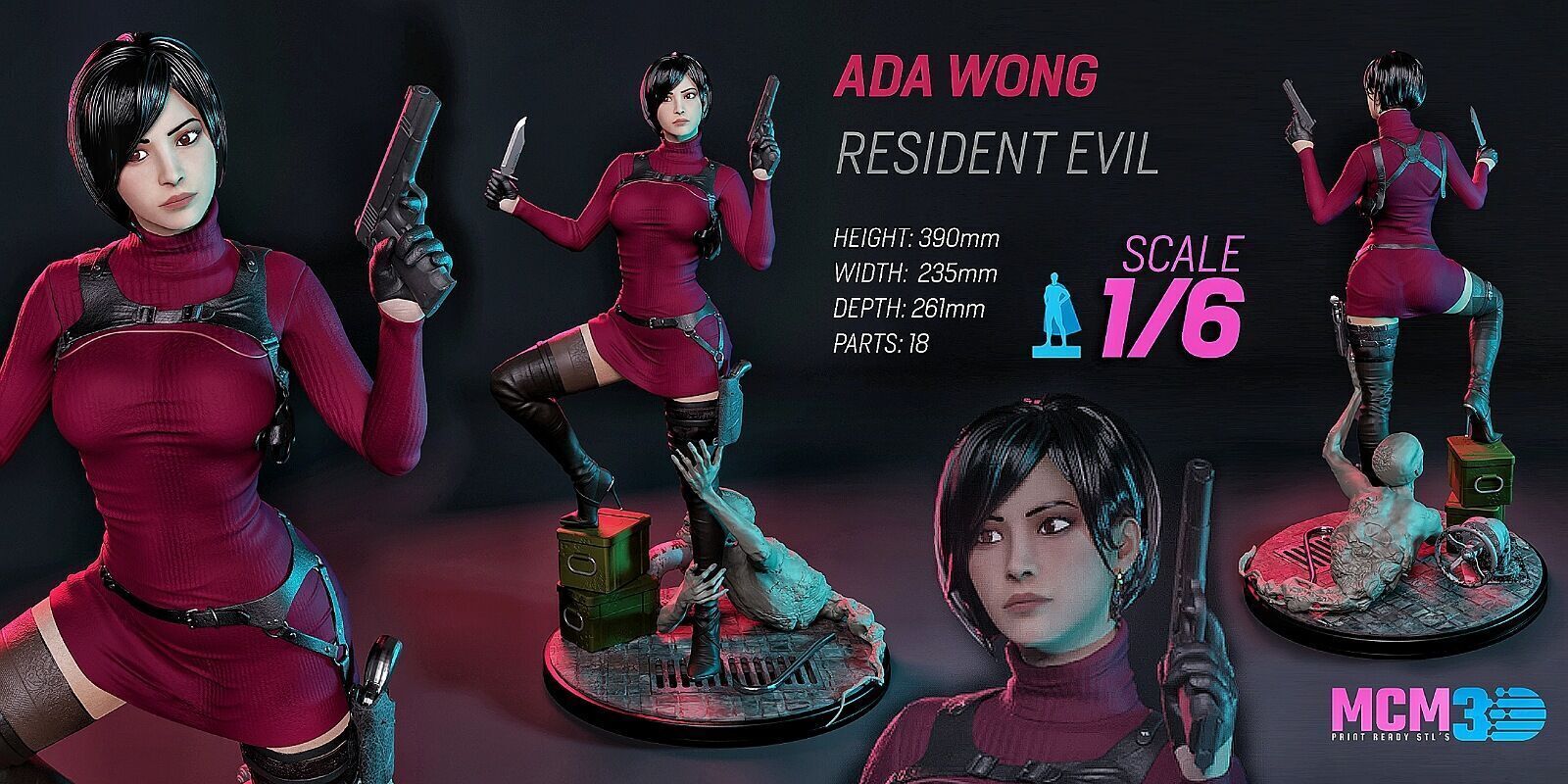 Ada Wong - Resident Evil - STL 3D print model 3D model 3D printable ...