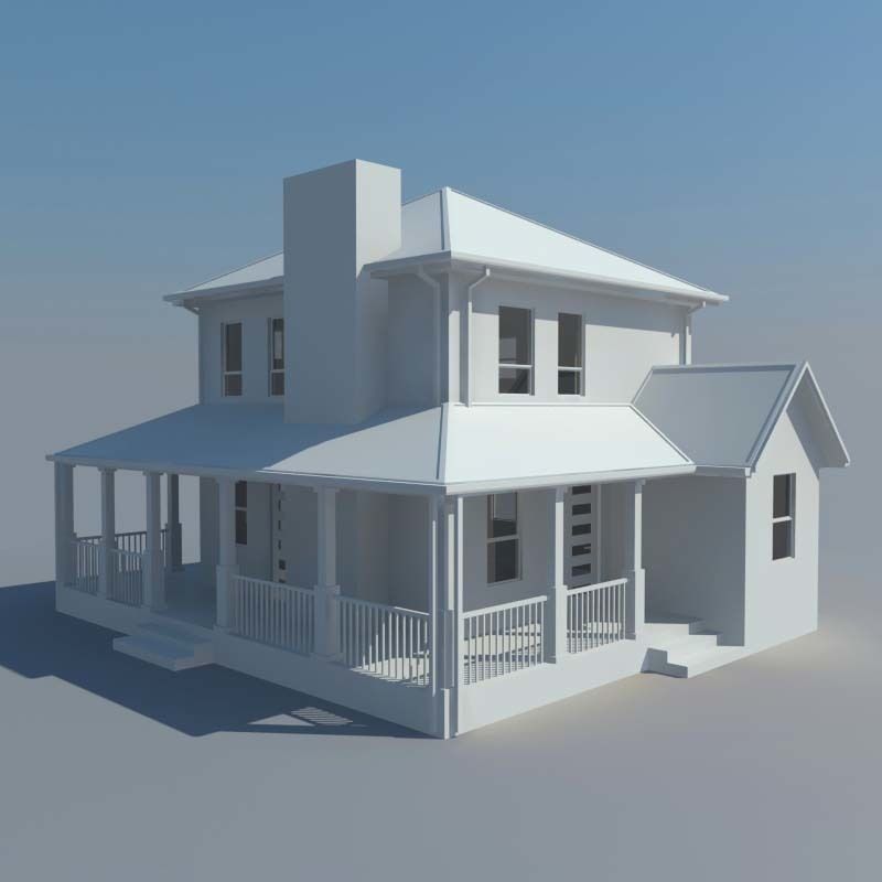 House with porch free 3D model | CGTrader