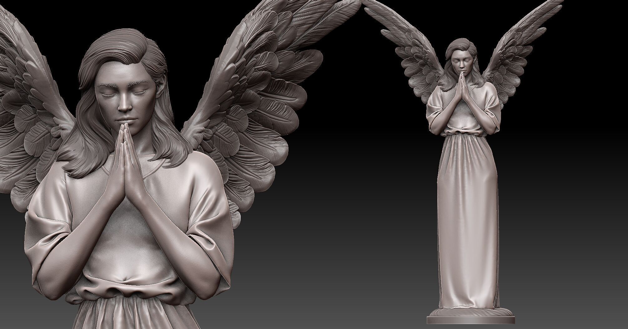 praying angel 3D model 3D printable | CGTrader