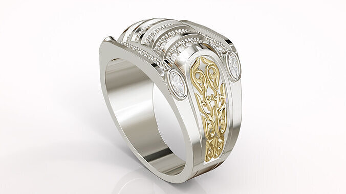 Man Diamond Ring Gold Silver Jewelry Printable - 03 free 3D model 3D ...