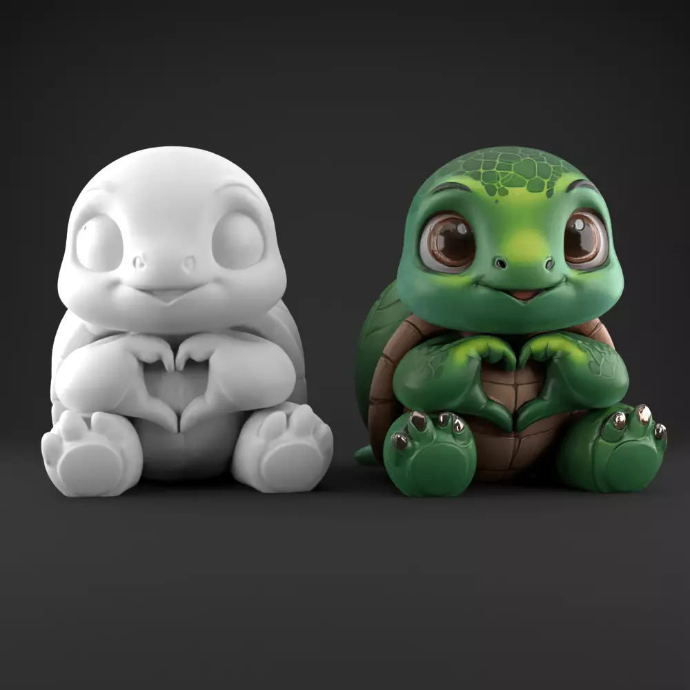 Cute Loved Turtle 3D Model Heart Hands STL for Decoration 3D model 3D ...