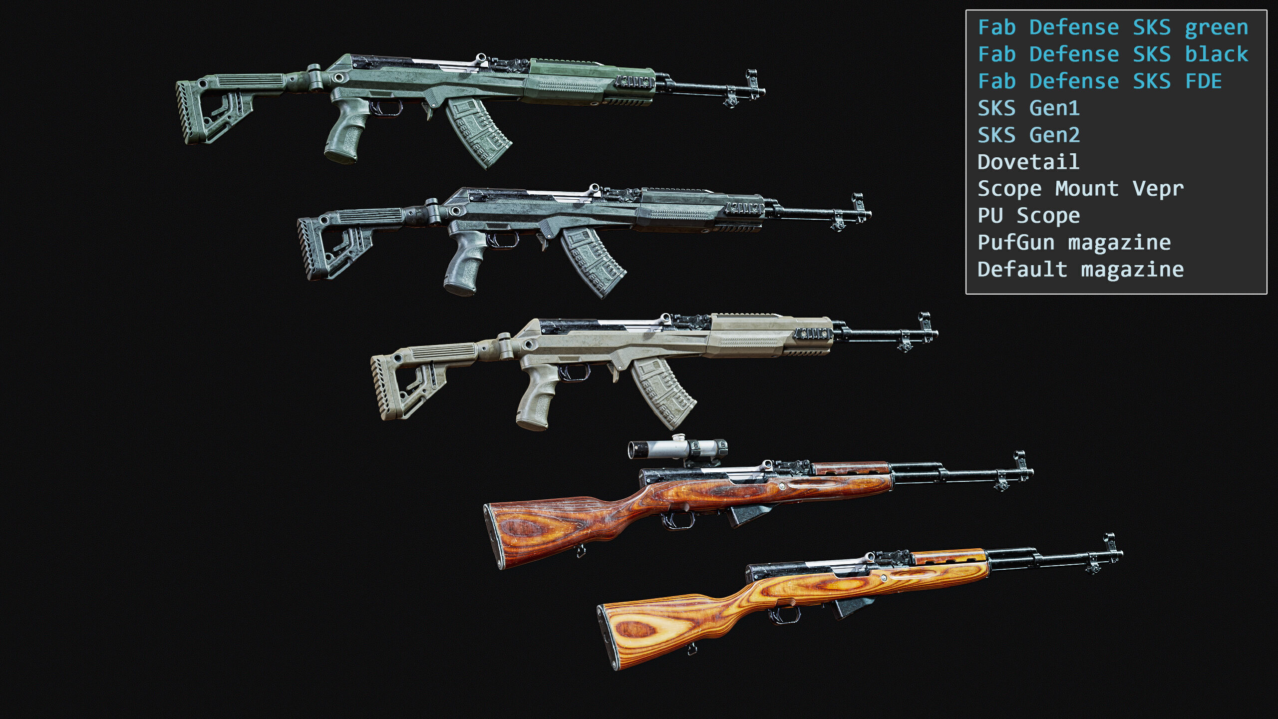 3D model rifle SKS - weapon pack VR / AR / low-poly | CGTrader