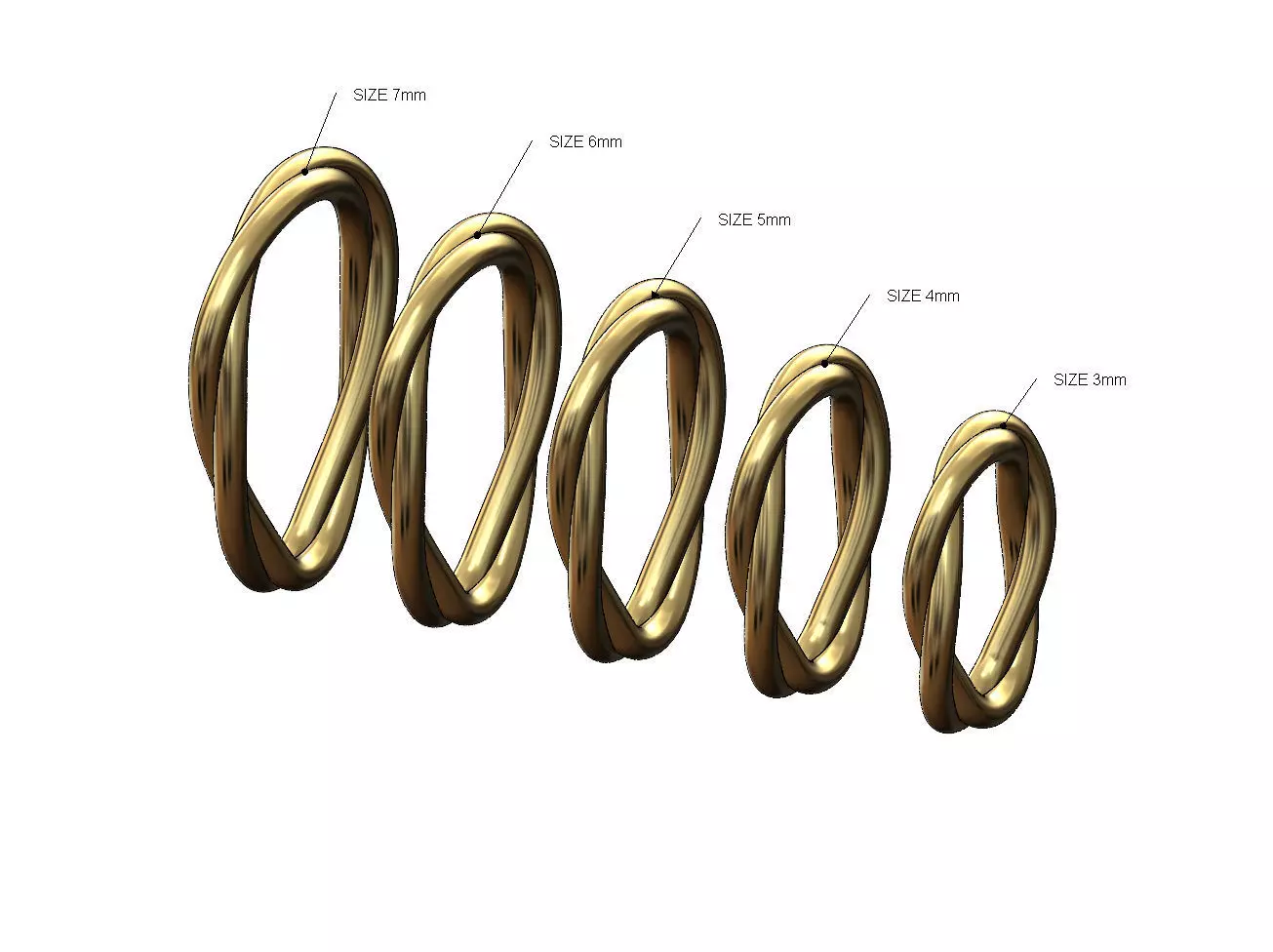 Double Braided wire twisted bail link 3D model 3D printable | CGTrader