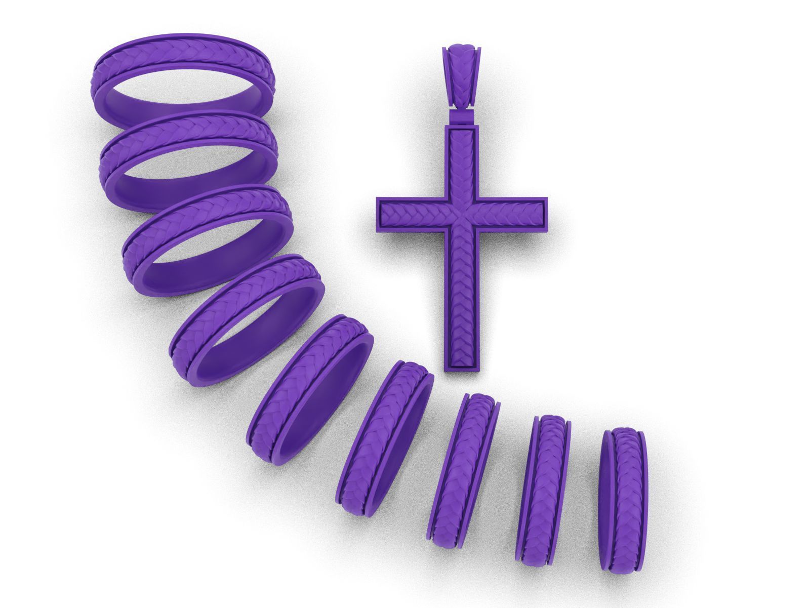 Collection Braided Cross and Wedding Band 3D printable | CGTrader
