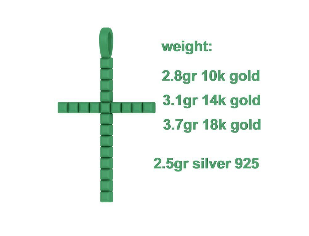 Bespoke Cross Pendant 30mm height Pyramid Bricks Style 3D model 3D ...