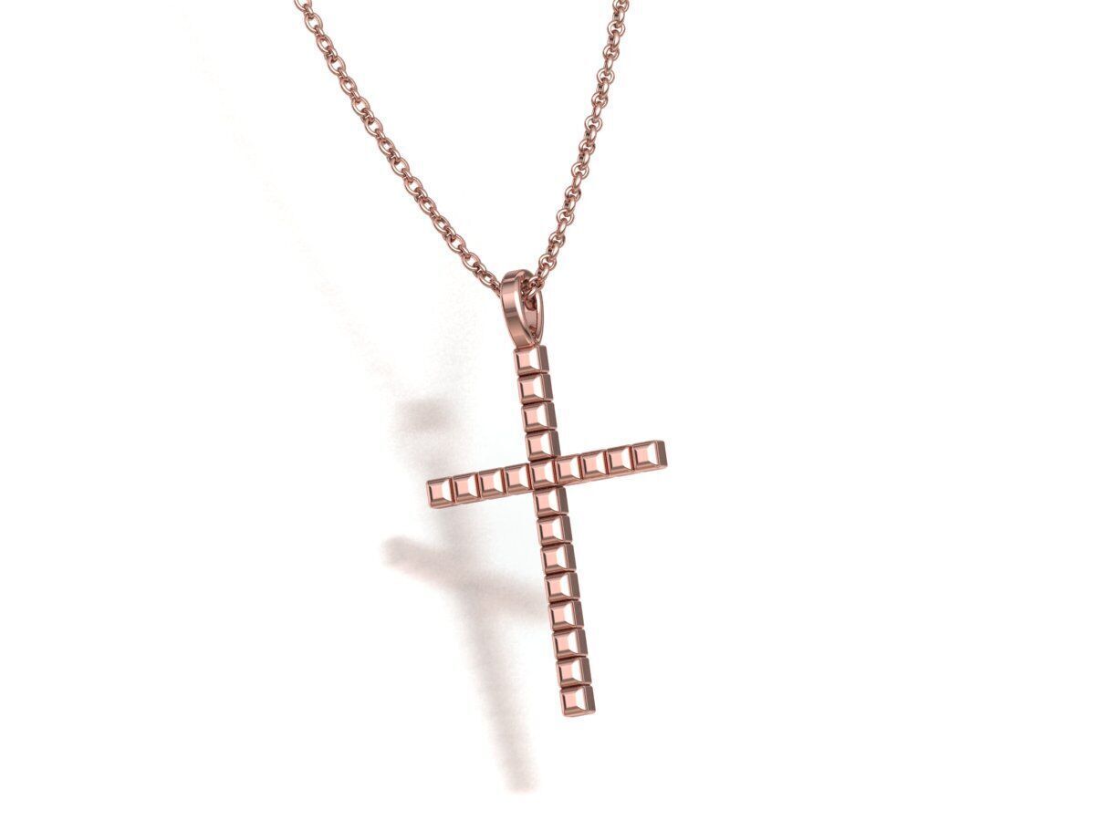 Bespoke Cross Pendant 30mm height Pyramid Bricks Style 3D model 3D ...
