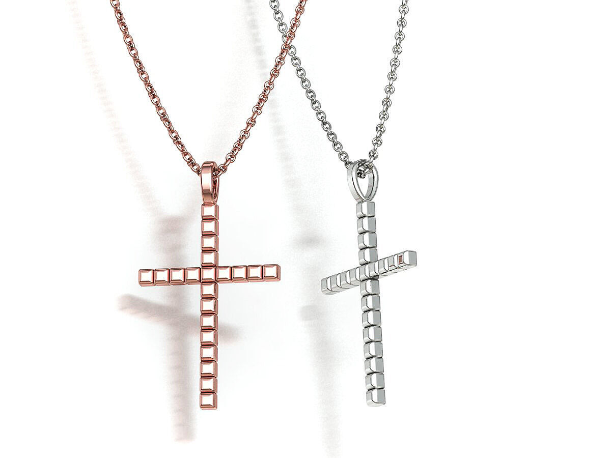 Bespoke Cross Pendant 30mm height Pyramid Bricks Style 3D model 3D ...