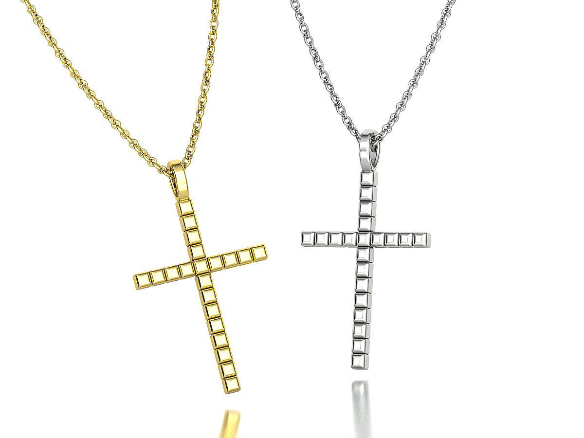 Bespoke Cross Pendant 30mm height Pyramid Bricks Style 3D model 3D ...