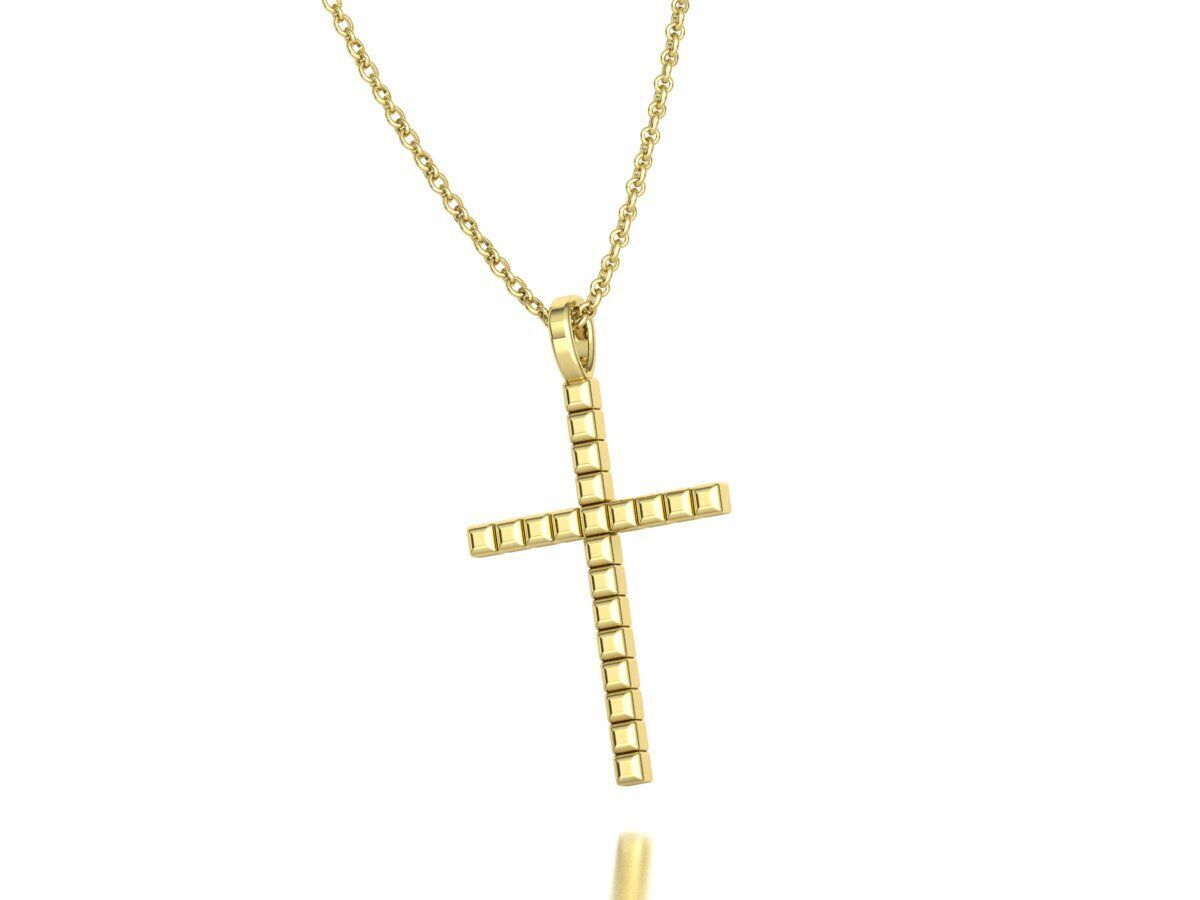 Bespoke Cross Pendant 30mm height Pyramid Bricks Style 3D model 3D ...