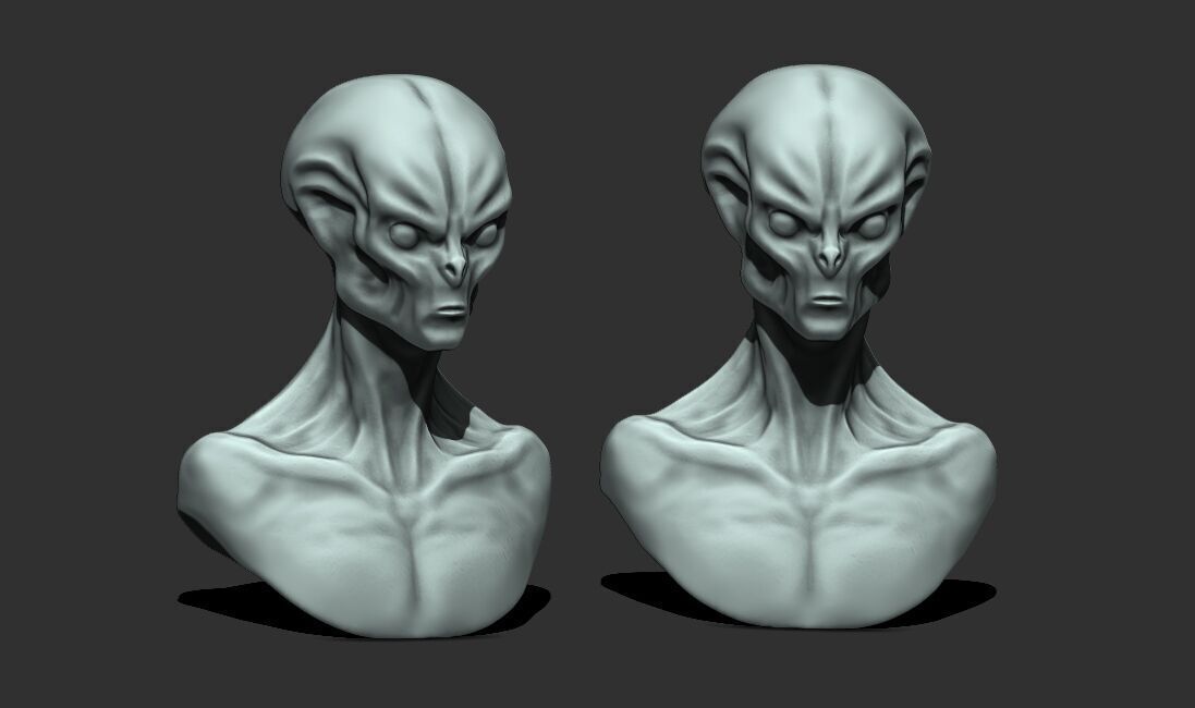 Alien Bust 8 - Sculpture Detailed 3D STL 3D model 3D printable | CGTrader
