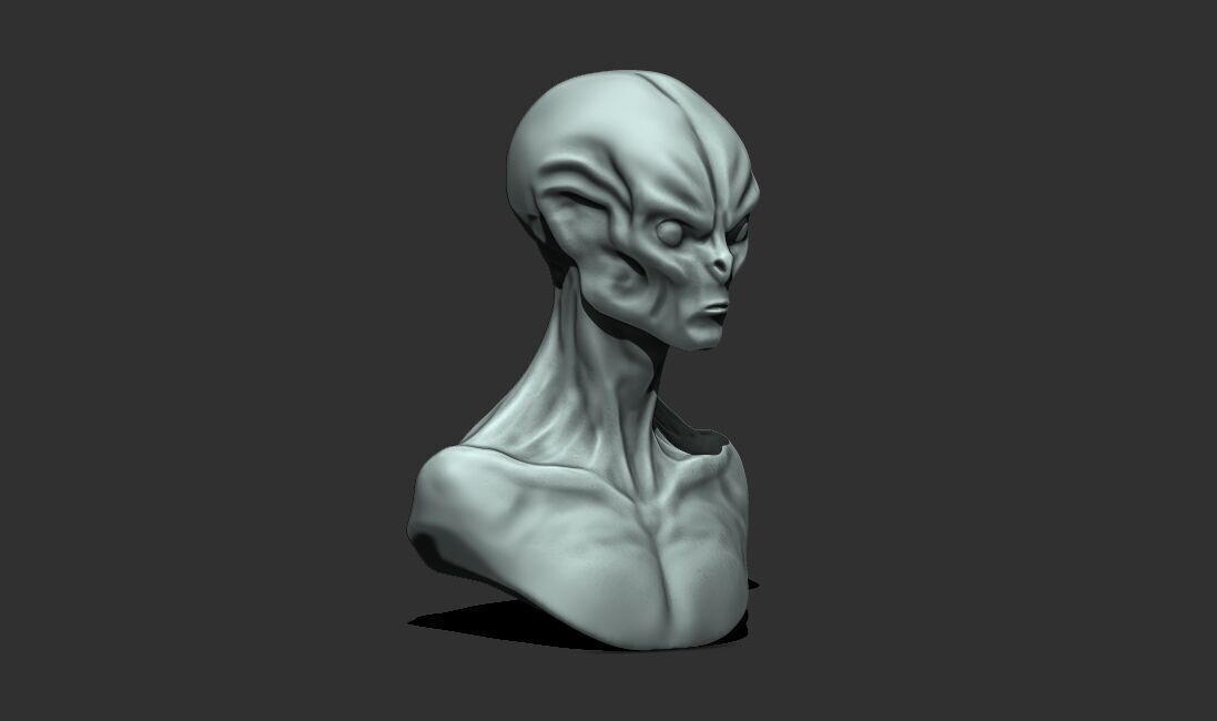 Alien Bust 8 - Sculpture Detailed 3D STL 3D model 3D printable | CGTrader