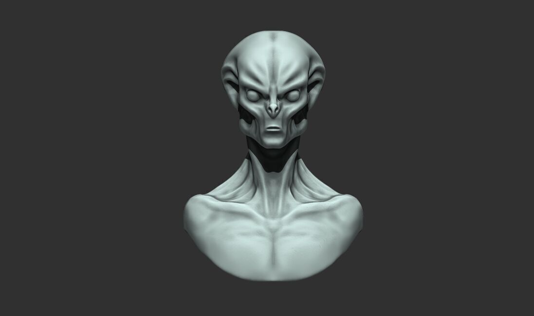 Alien Bust 8 - Sculpture Detailed 3D STL 3D model 3D printable | CGTrader