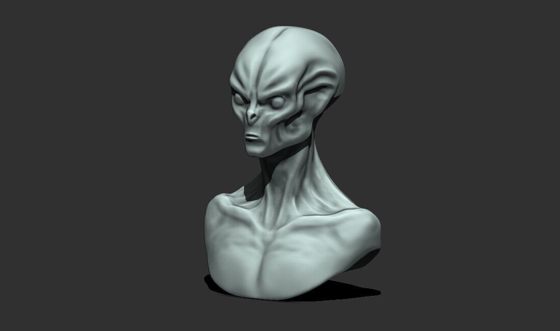 Alien Bust 8 - Sculpture Detailed 3D STL 3D model 3D printable | CGTrader