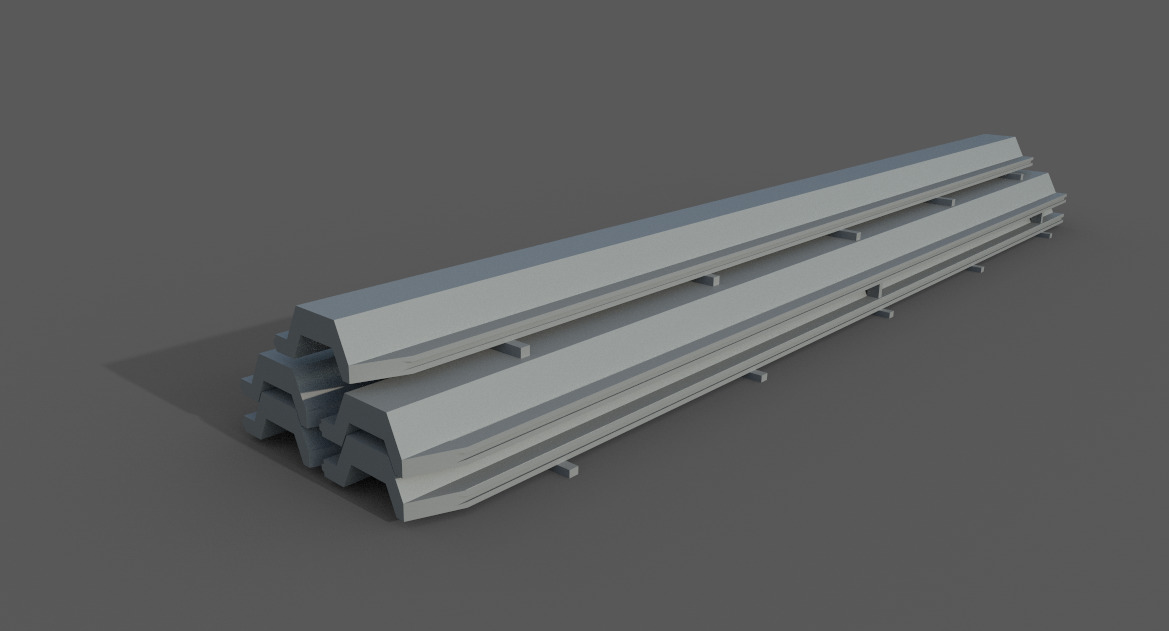 Concrete Sheet Pile HO Scale 3D model 3D printable | CGTrader
