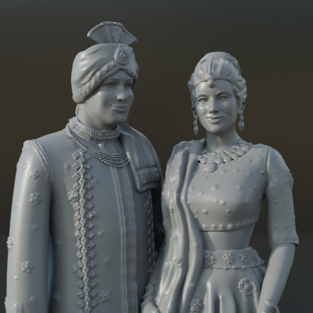 Royal Indian Wedding Couple - 3D Print Ready STL Model 3D model 3D ...