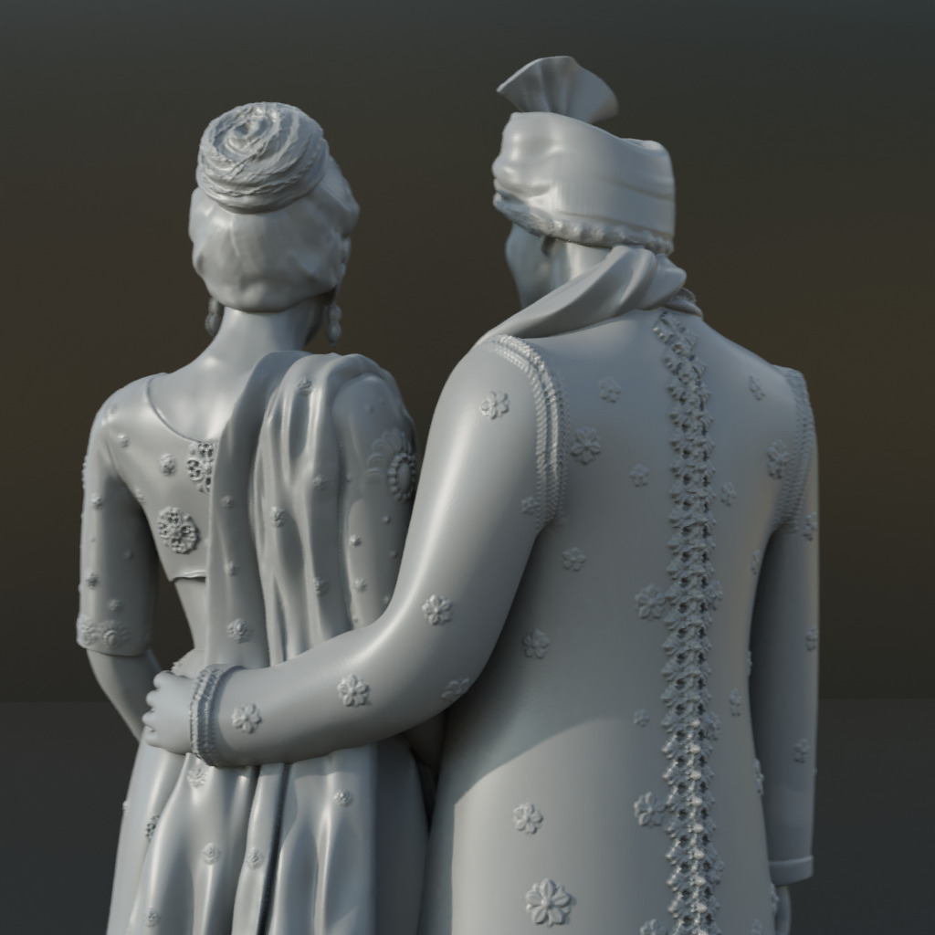Royal Indian Wedding Couple - 3D Print Ready STL Model 3D model 3D ...