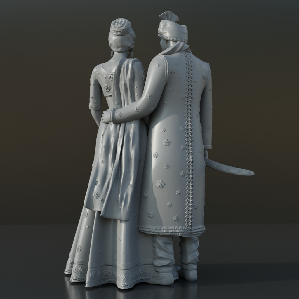 Royal Indian Wedding Couple - 3D Print Ready STL Model 3D model 3D ...