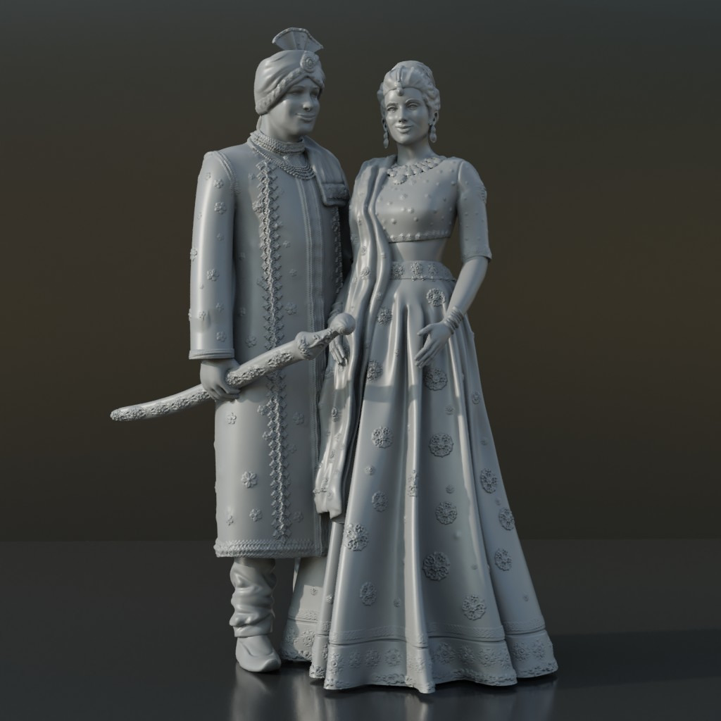 Royal Indian Wedding Couple - 3D Print Ready STL Model 3D model 3D ...