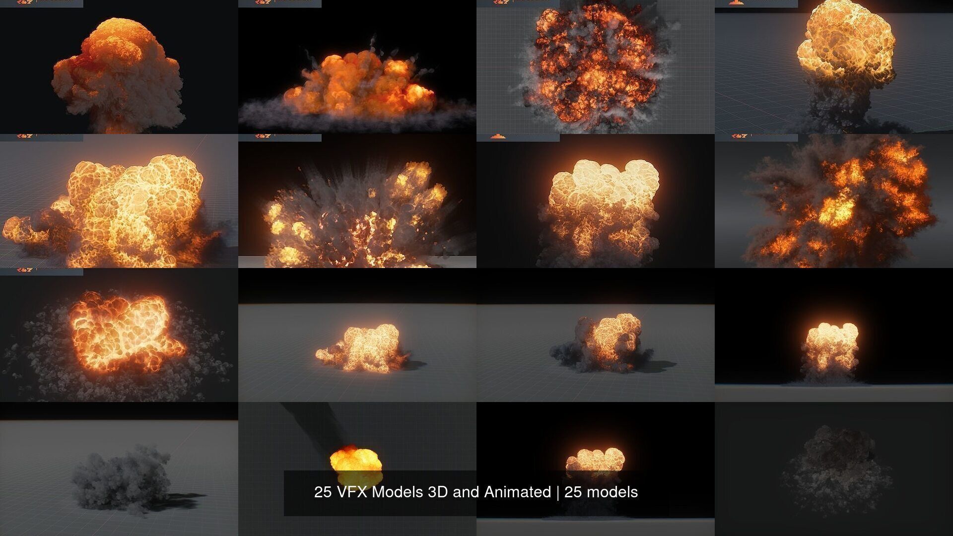 25 VFX Models 3D and Animated Explosions Fire and Smoke 3D Model ...