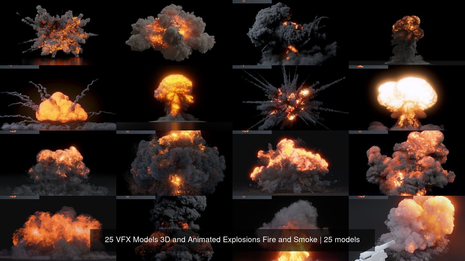 25 VFX Models 3D and Animated Explosions Fire and Smoke 3D Model ...