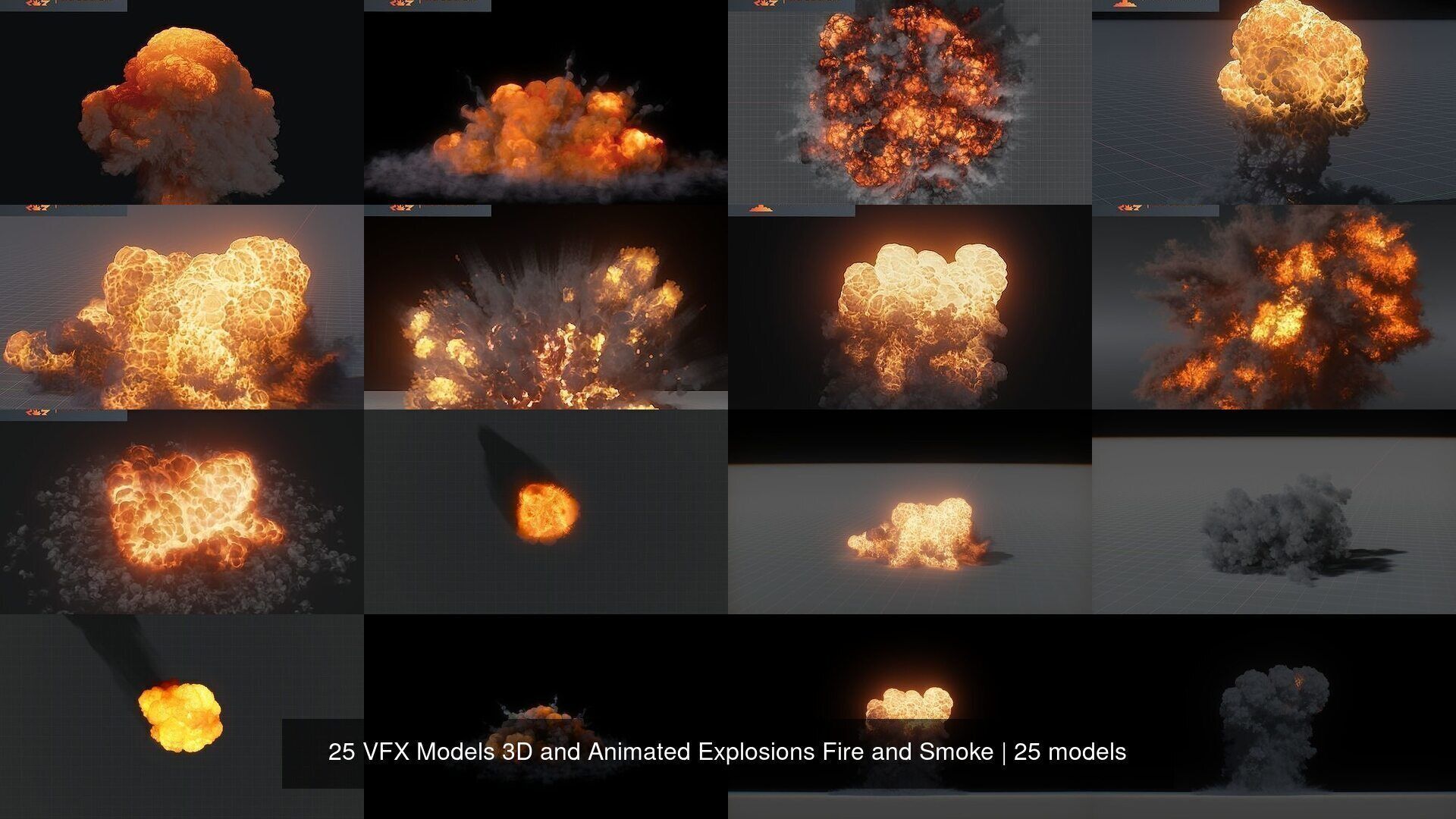 25 VFX Models 3D and Animated Explosions Fire and Smoke 3D Model ...