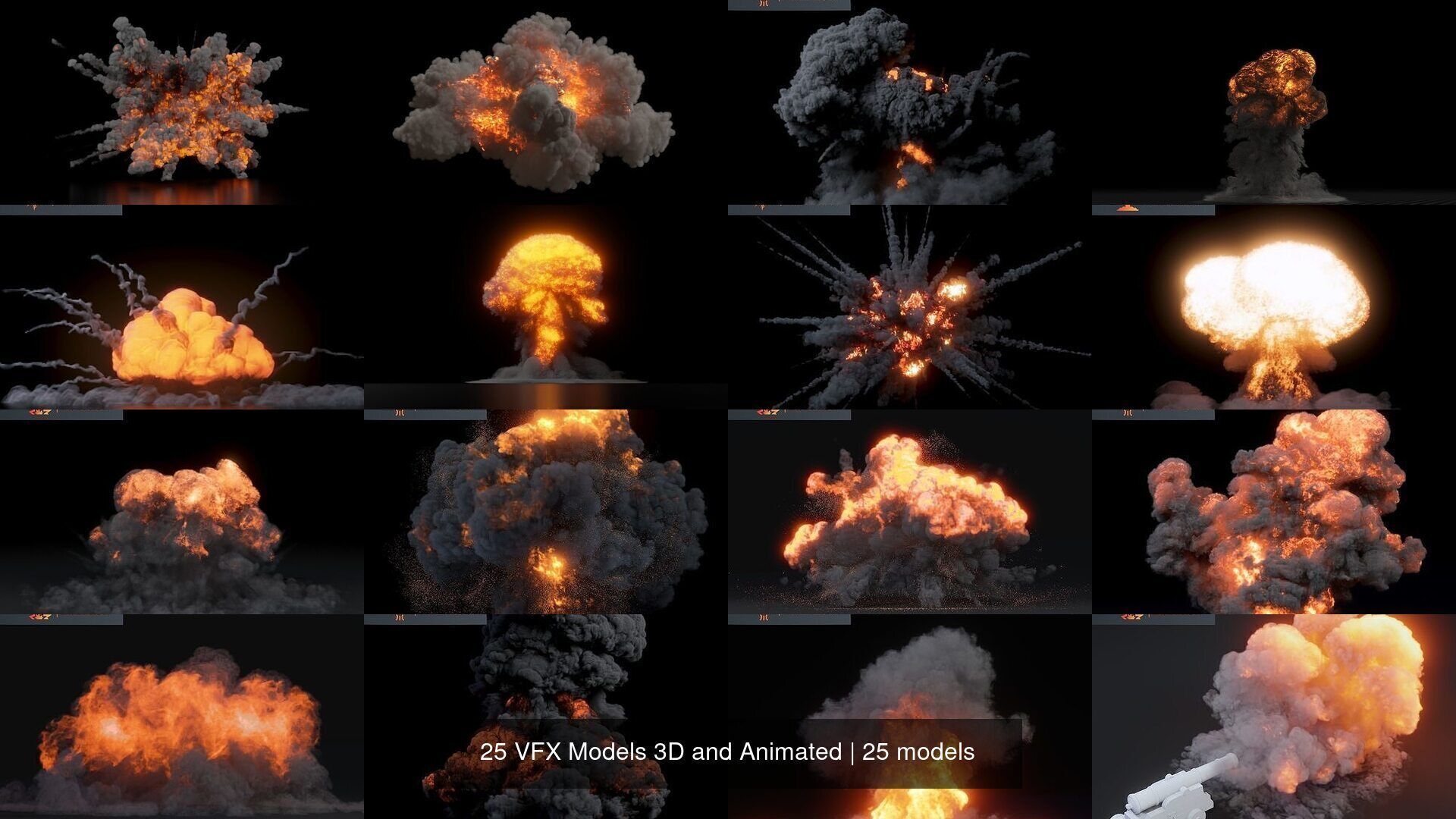 25 VFX Models 3D and Animated Explosions Fire and Smoke 3D Model ...