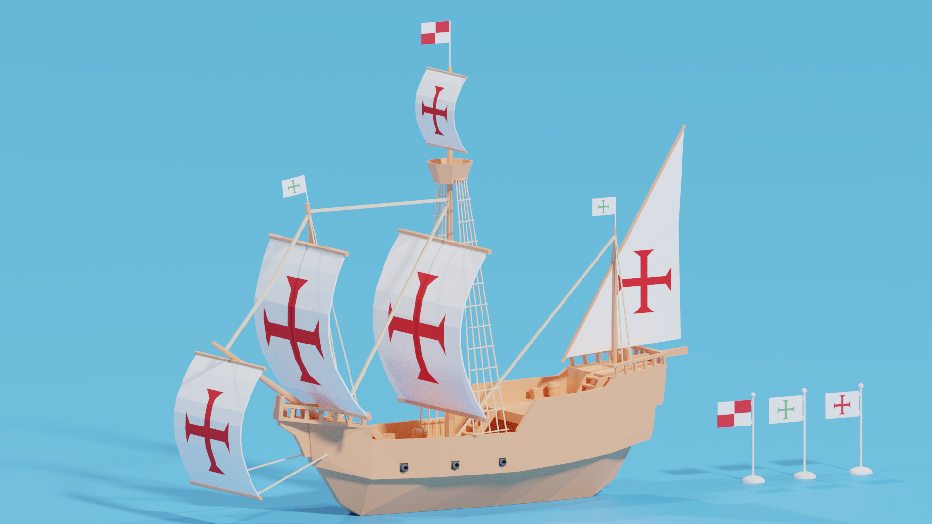 3D model Cartoon Santa Maria Ship VR / AR / low-poly | CGTrader