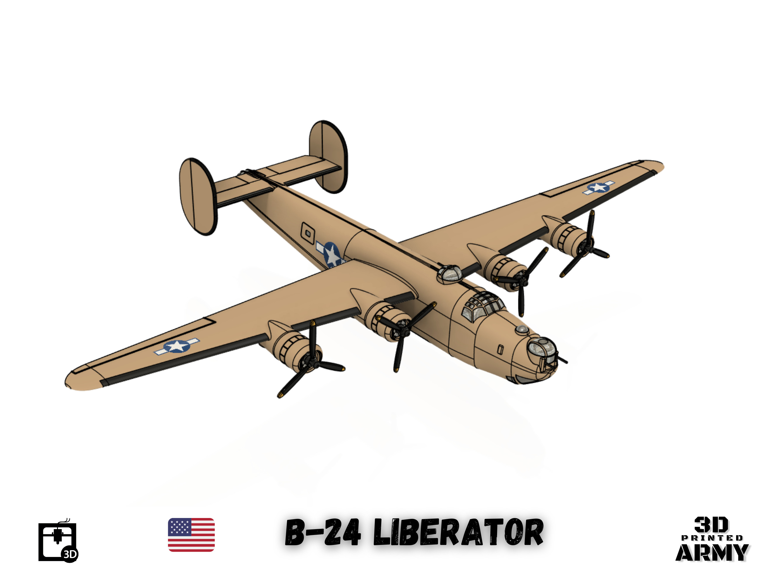 Consolidated B-24 LIBERATOR - STL files for 3D printer 3D model 3D ...