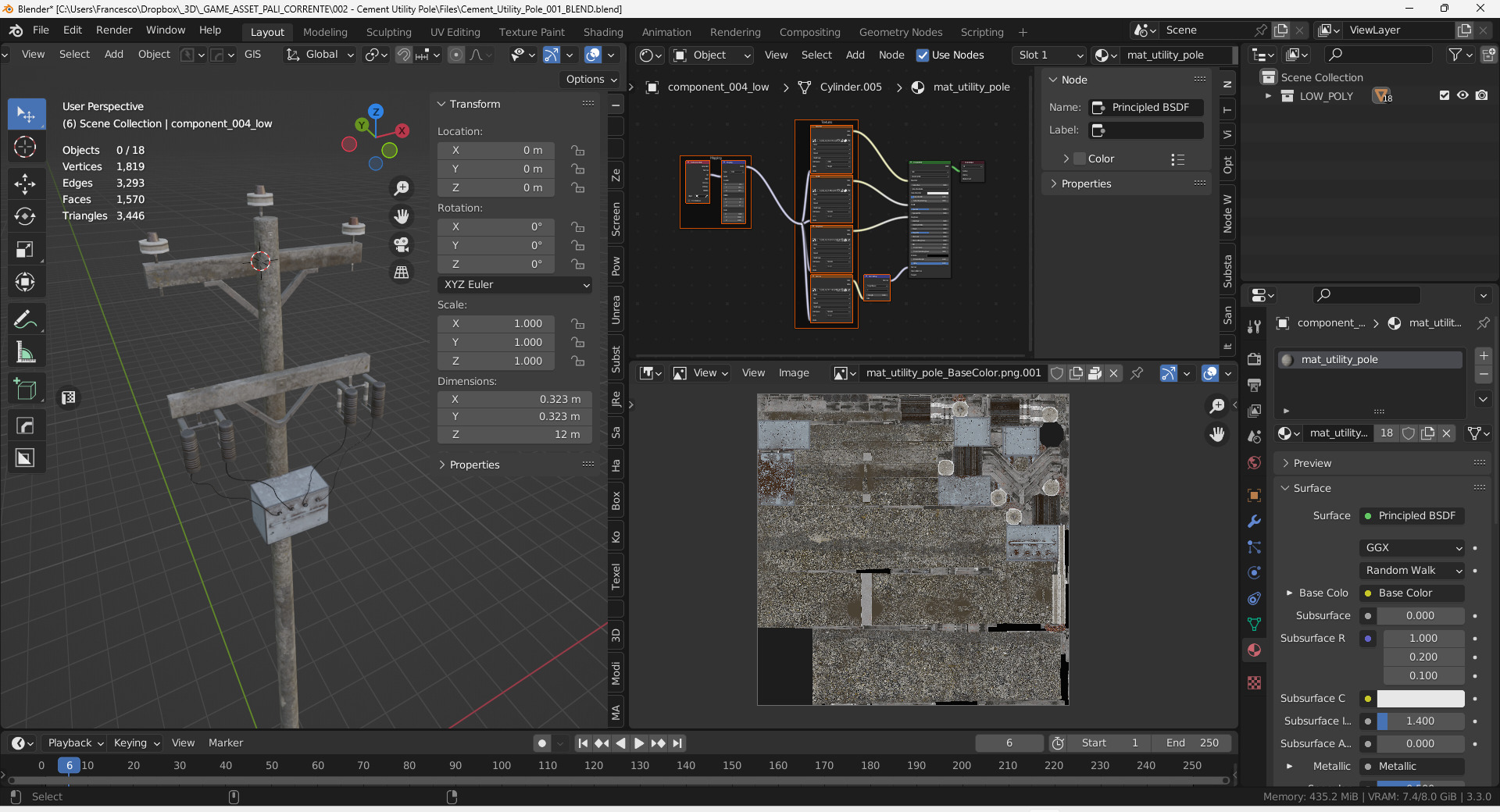 3D model Concrete Utility Pole 3D Model VR / AR / low-poly | CGTrader