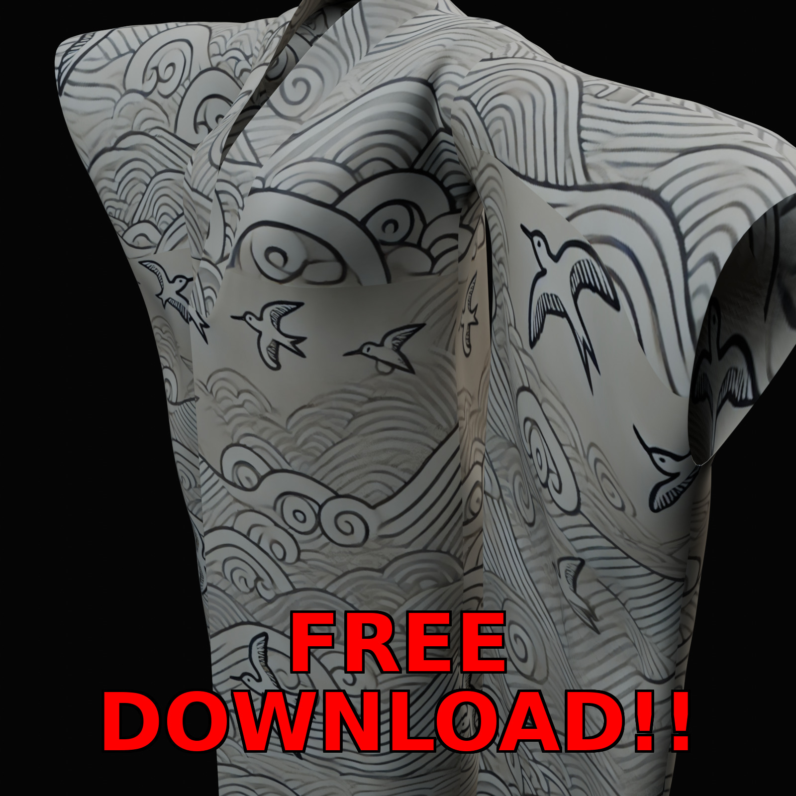 Free Japanese Kimono 3D Model with 10 Traditional Patterns Vol 5 free ...