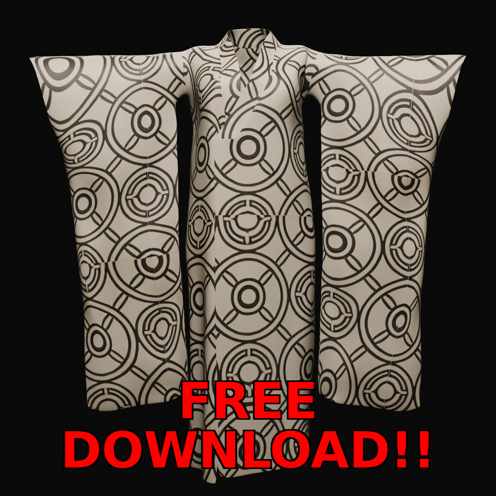 Free Japanese Kimono 3D Model with 10 Traditional Patterns Vol 6 free ...