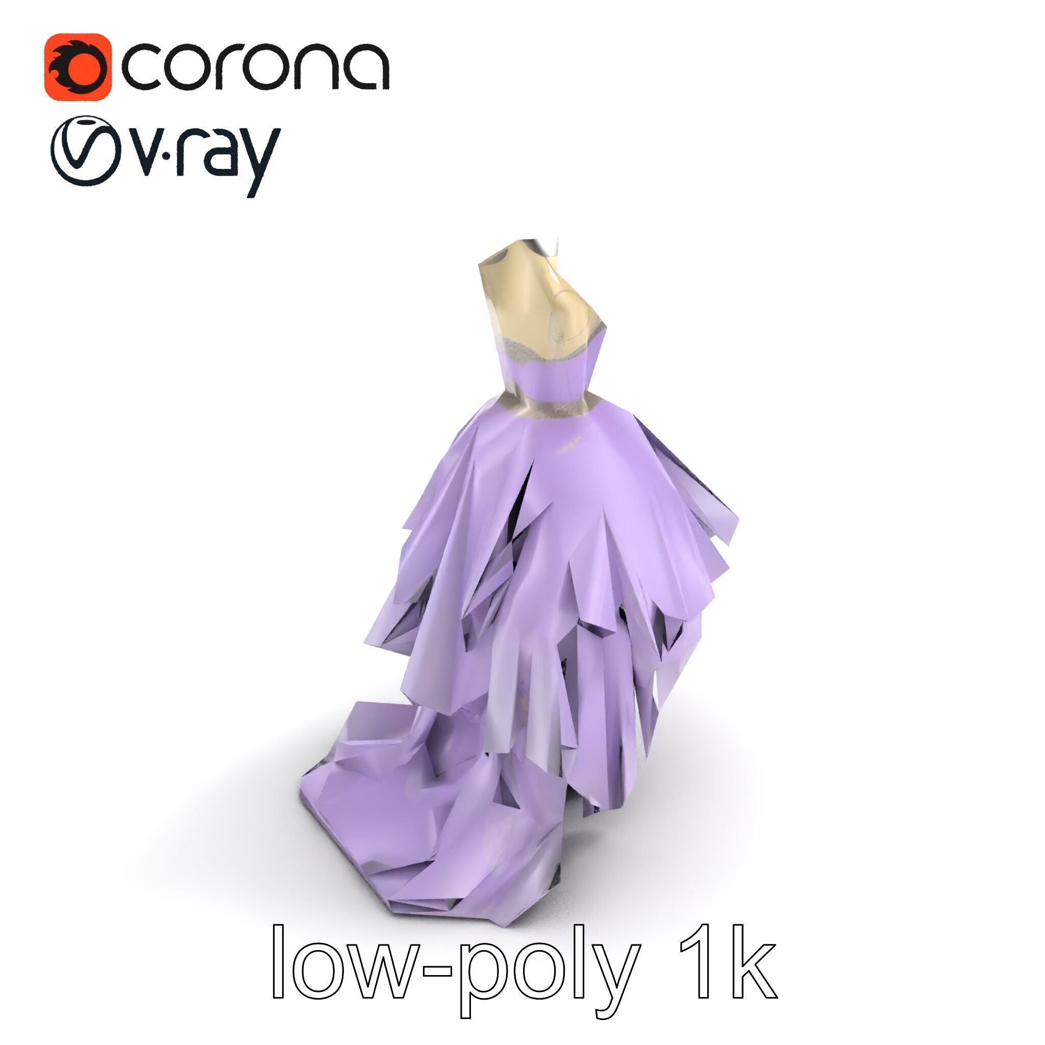 3D model Whimsical Evening Dress Mannequin Model Pack VR / AR / low ...
